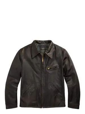 Ralph Lauren Willis Leather Four-Pocket Moto Jacket In Polo Black